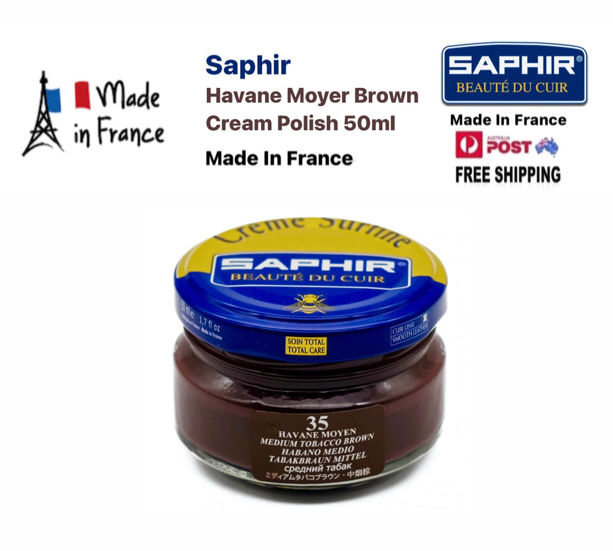 Saphir 35 Havane Moyen Brown Renovating Cream Polish 50ml Made In Fran – Redpath Shoes Canberra