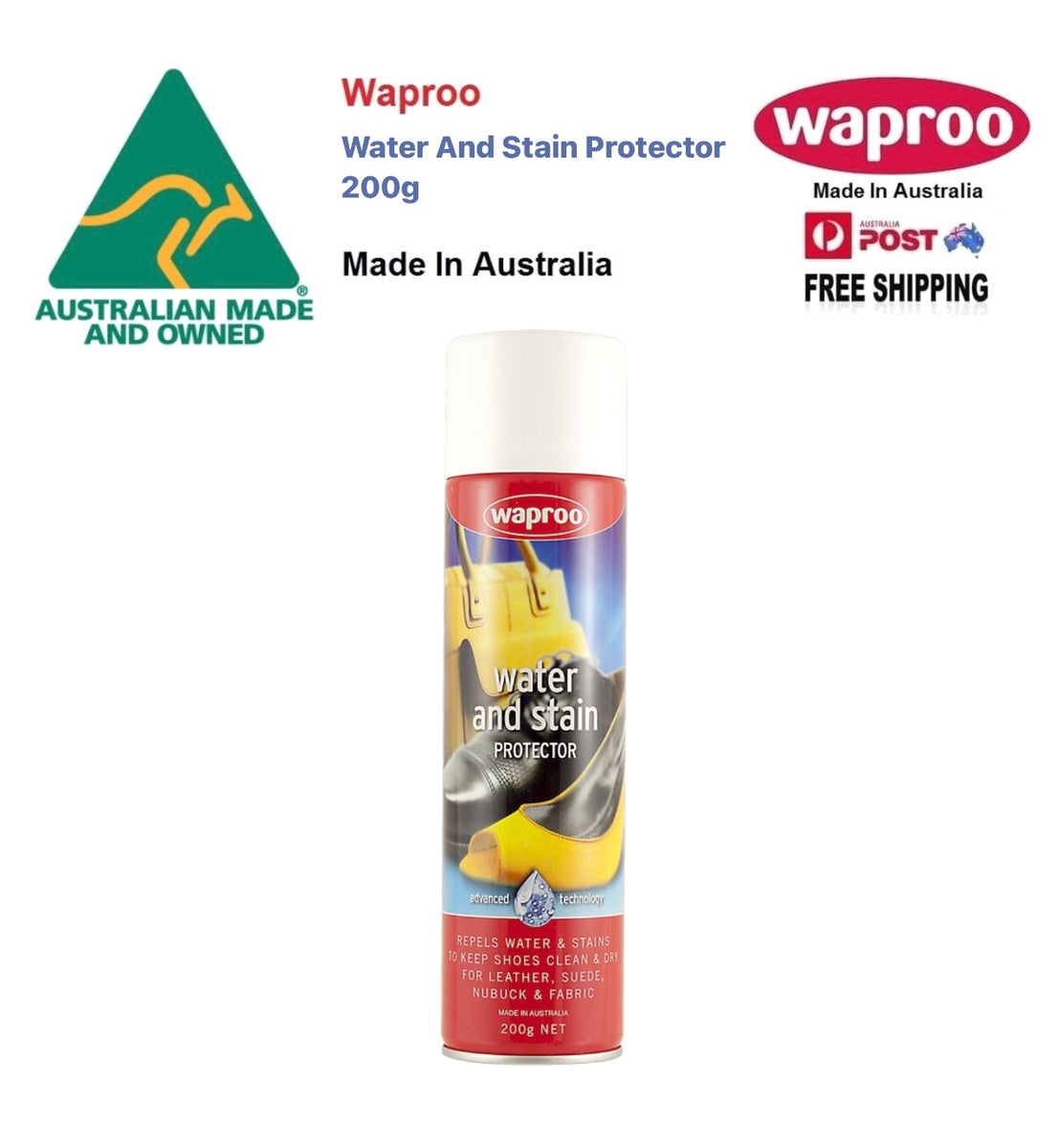 Waproo Water And Stain Protector Waterproofer 200g Shoes Bags Hats Mad – Redpath Shoes Canberra