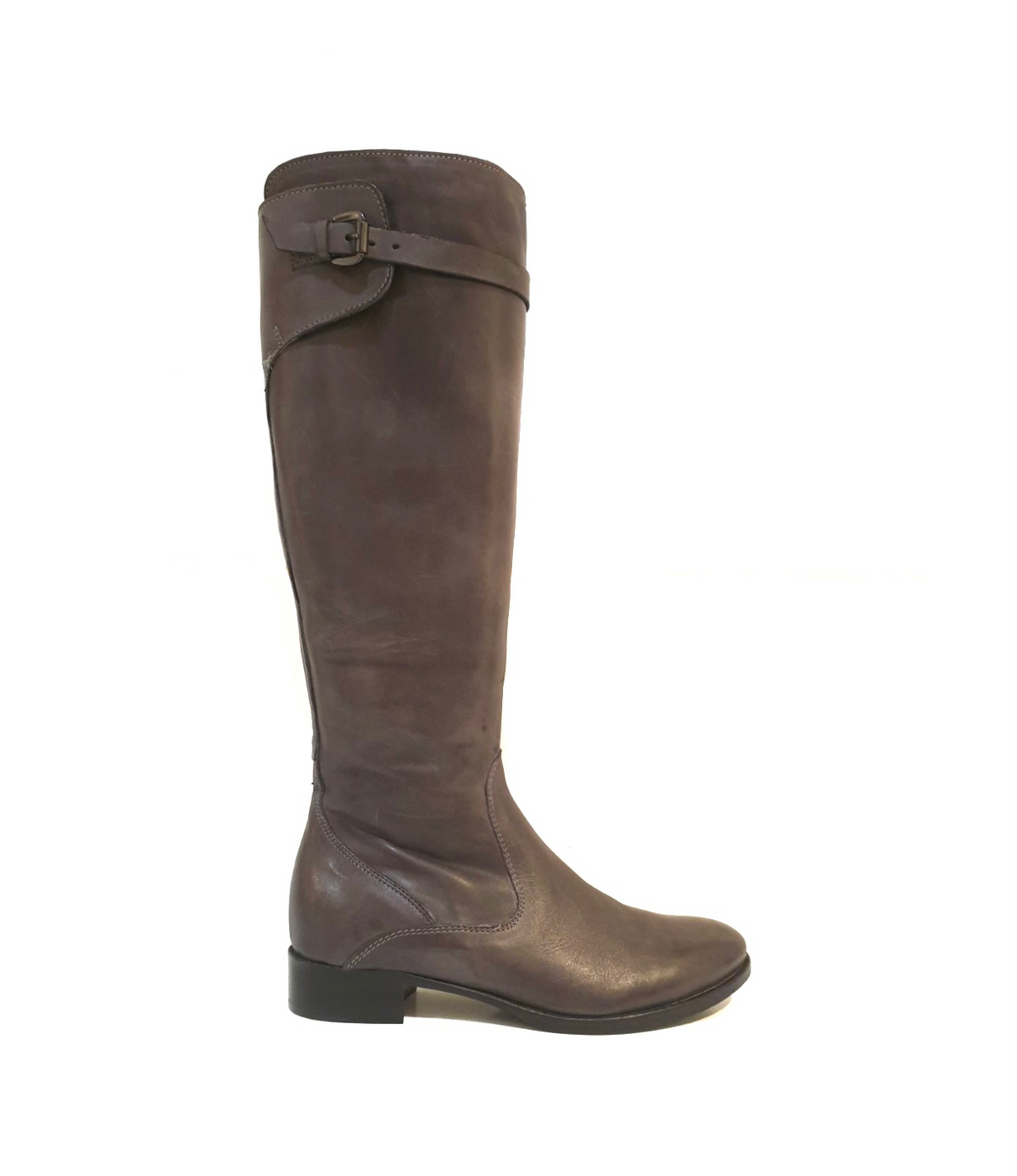 Progetto A290 Toffy Cereze Brown Buckle Zip Knee High Boot Made In Ita ...