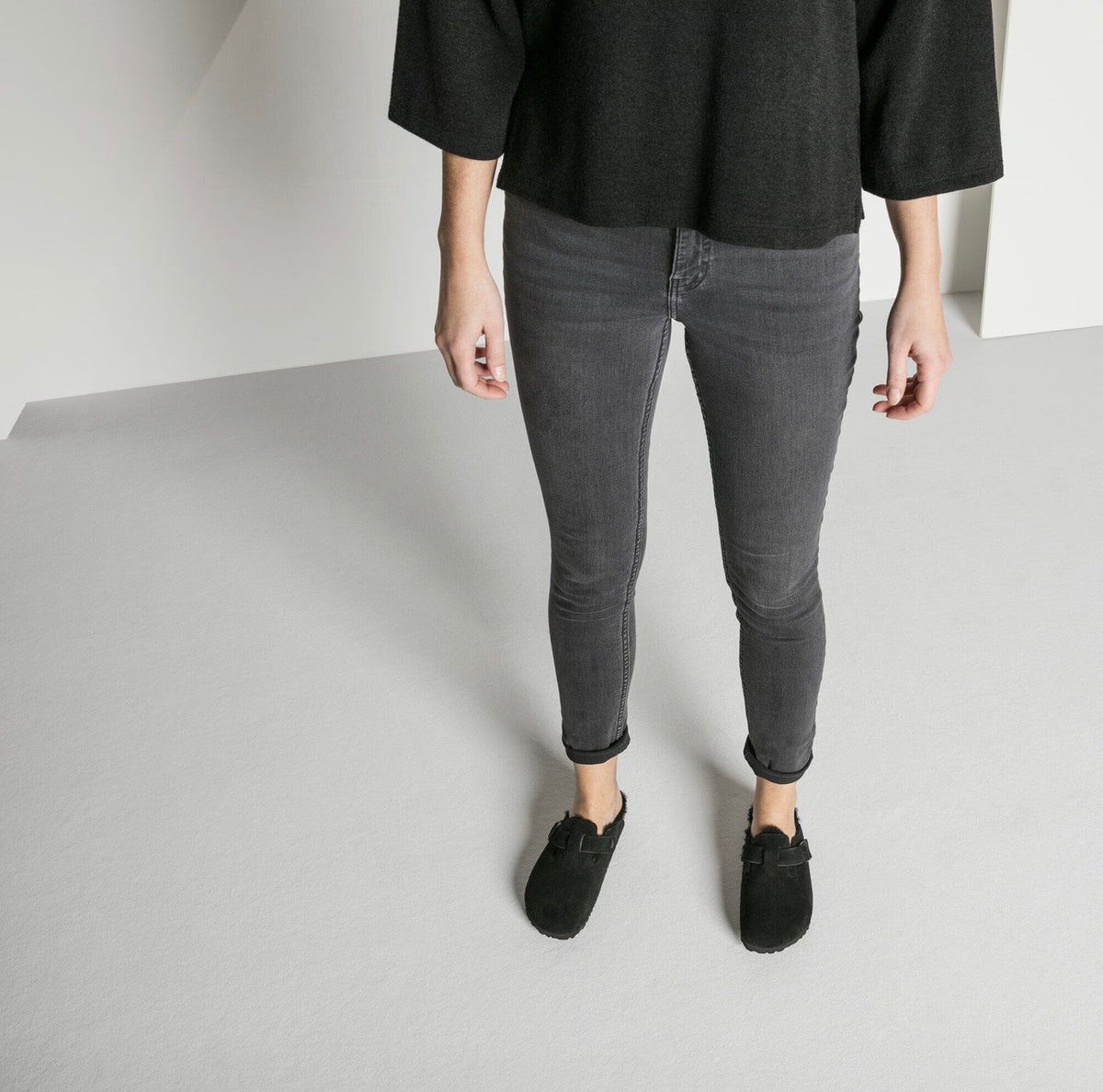 Birkenstock Boston Shearling Black Suede Lamb Skin Made In Germany ...