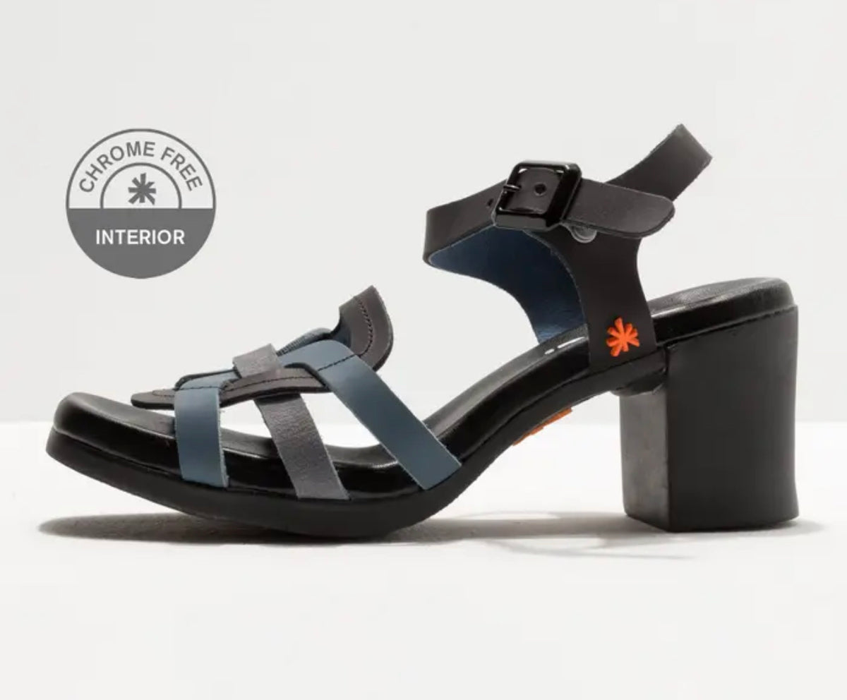 Art 1842 Cannes Grass Waxed Black Blue Buckle Slingback Court Shoe Mad ...