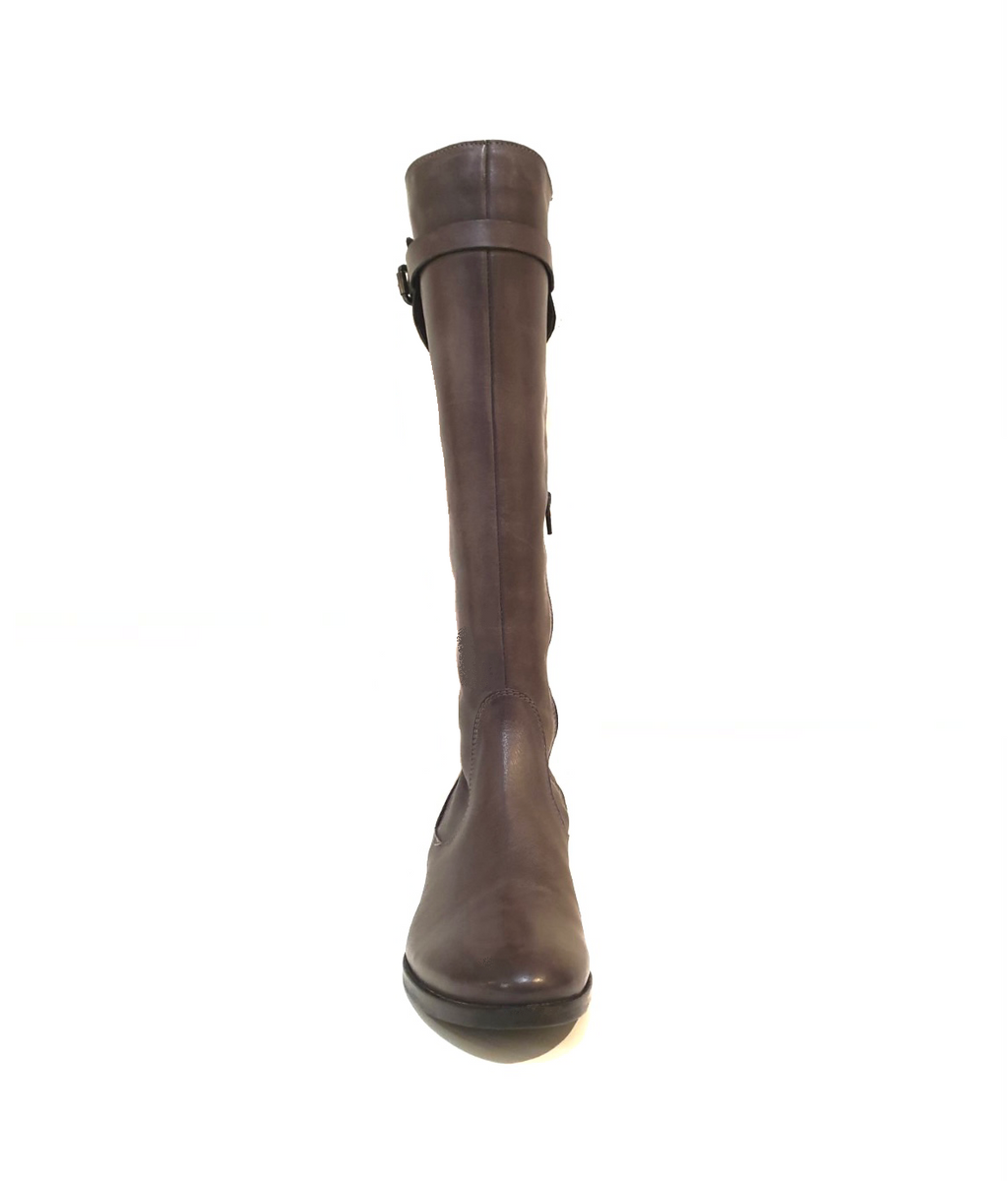 Progetto A290 Toffy Cereze Brown Buckle Zip Knee High Boot Made In Ita ...