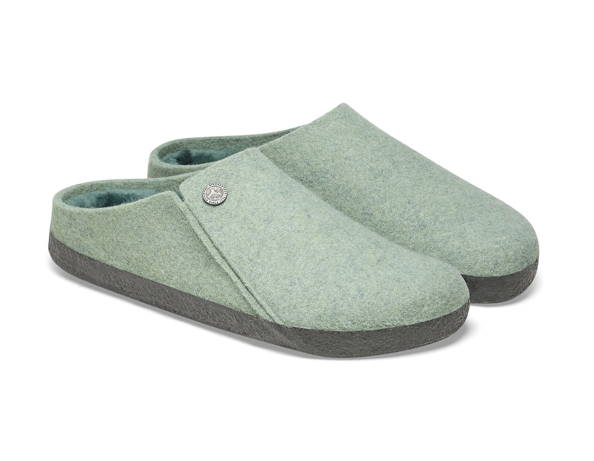 Birkenstock Zermatt Rivet Split Matcha Green Wool Felt Clog Shearling ...