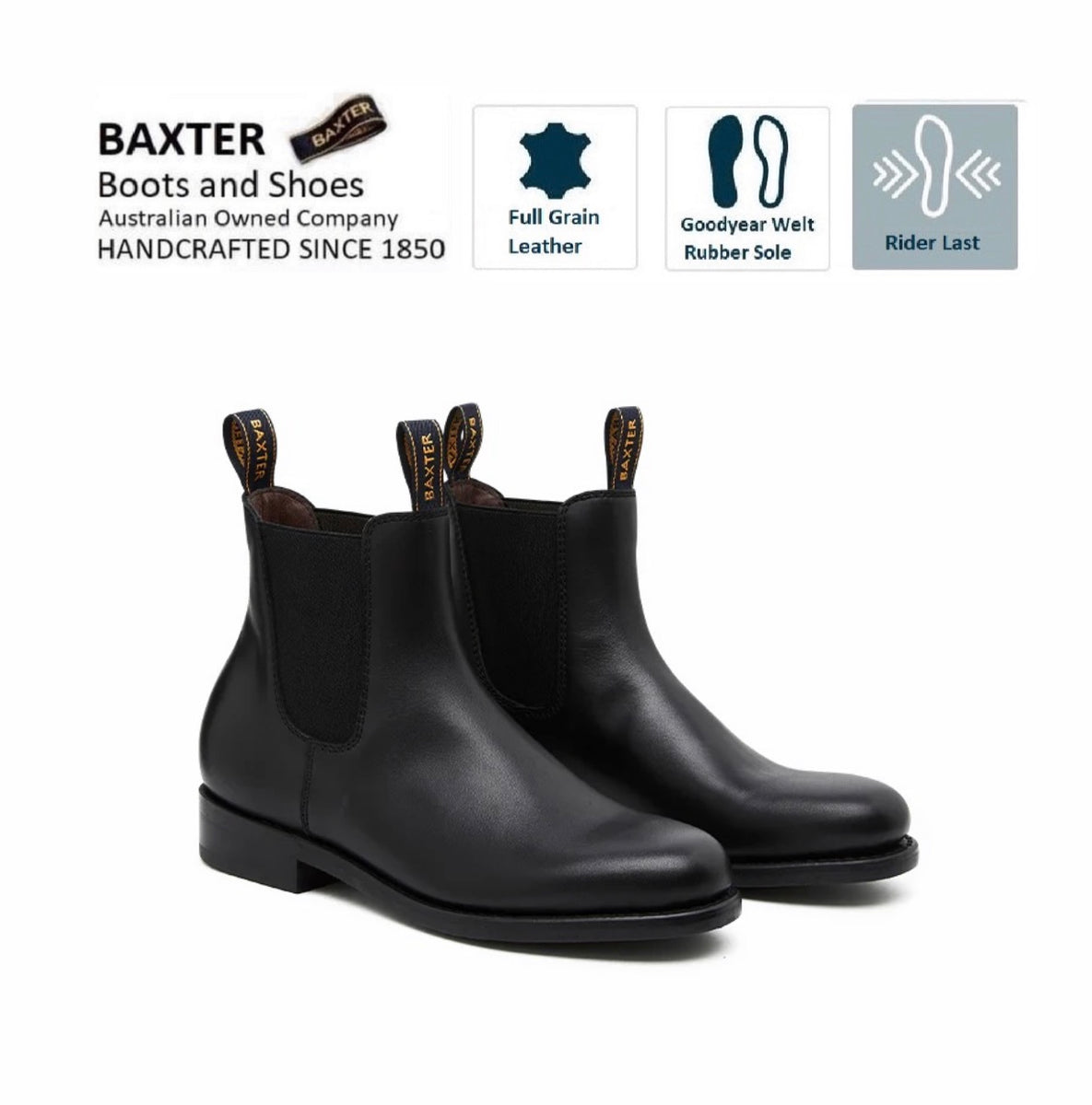 Baxter Royal Black Rubber Sole Chelsea Dress Boot – Redpath Shoes Canberra