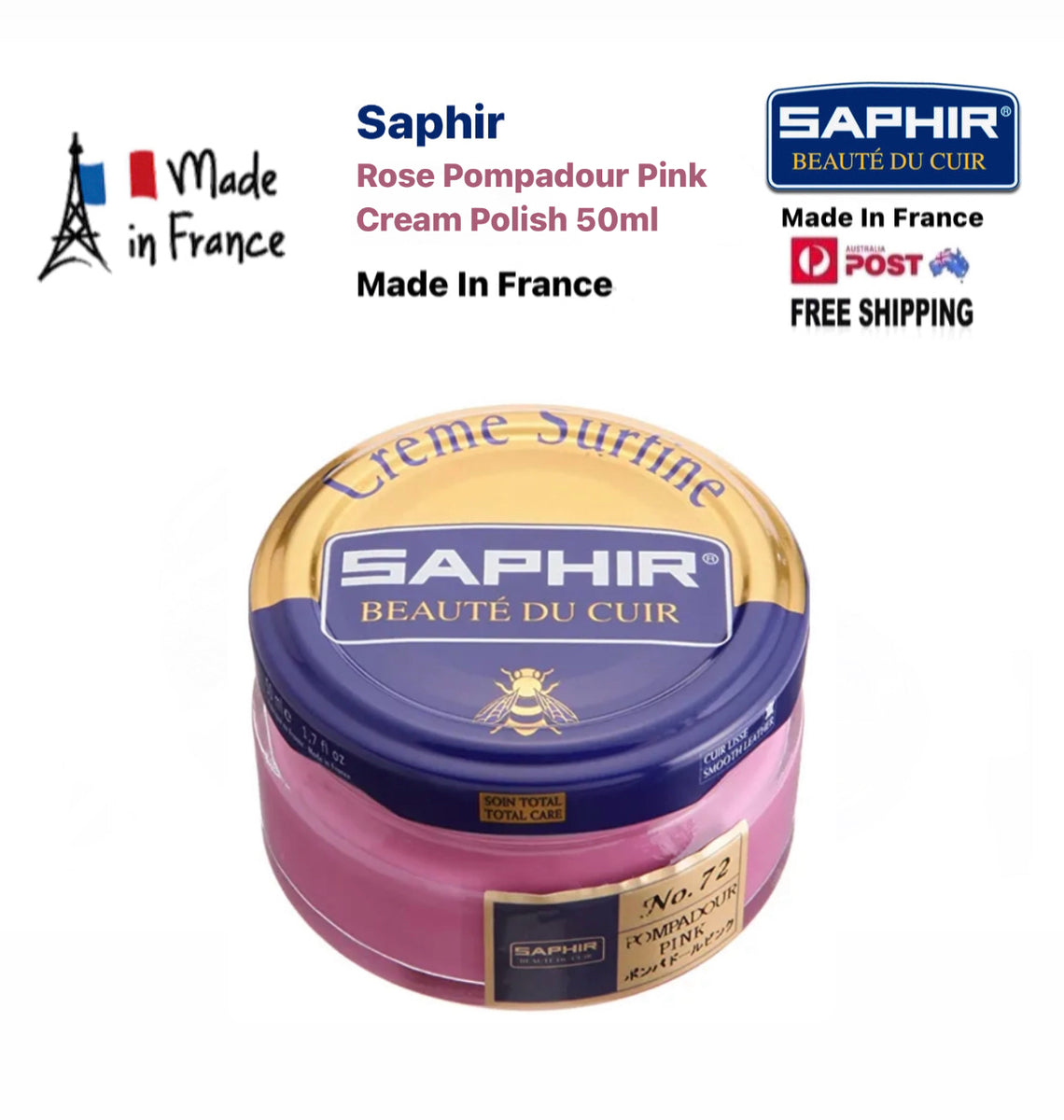 Saphir Rose Pompadour Pink Renovating Cream Polish 50ml Made In France ...