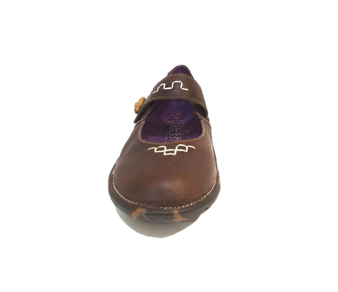 Minki Nature Chocolate Brown Leather Velcro Strap Mary Jane – Redpath ...