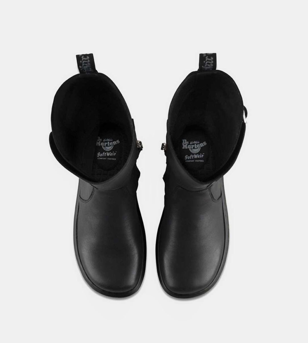 Dr. Martens Caite Black Oily Leather Double Buckle Zip Knee High Boot ...