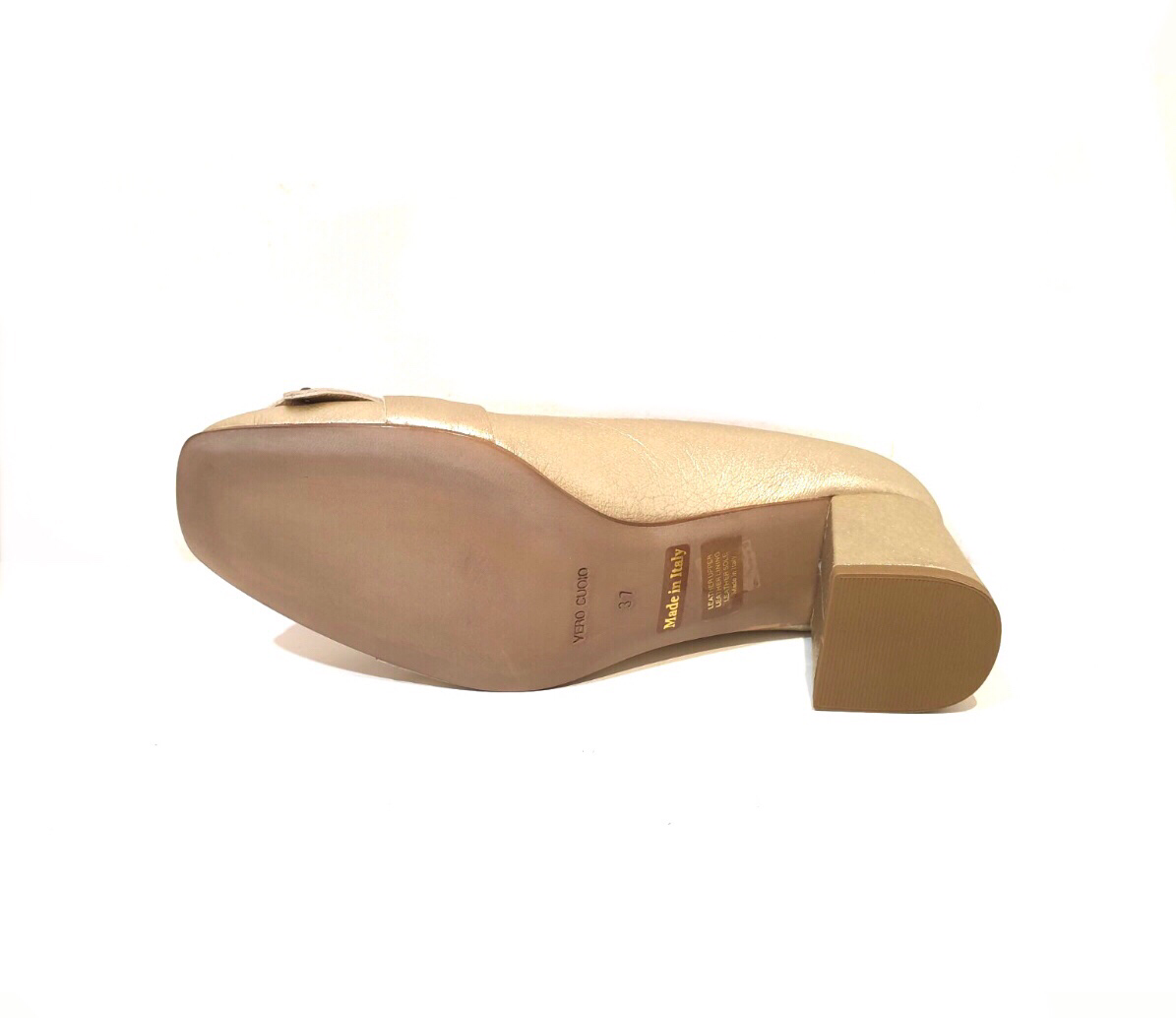 Progetto S161 Rock Platino Metallic Gold Buckle Tassel Court Shoe Made ...