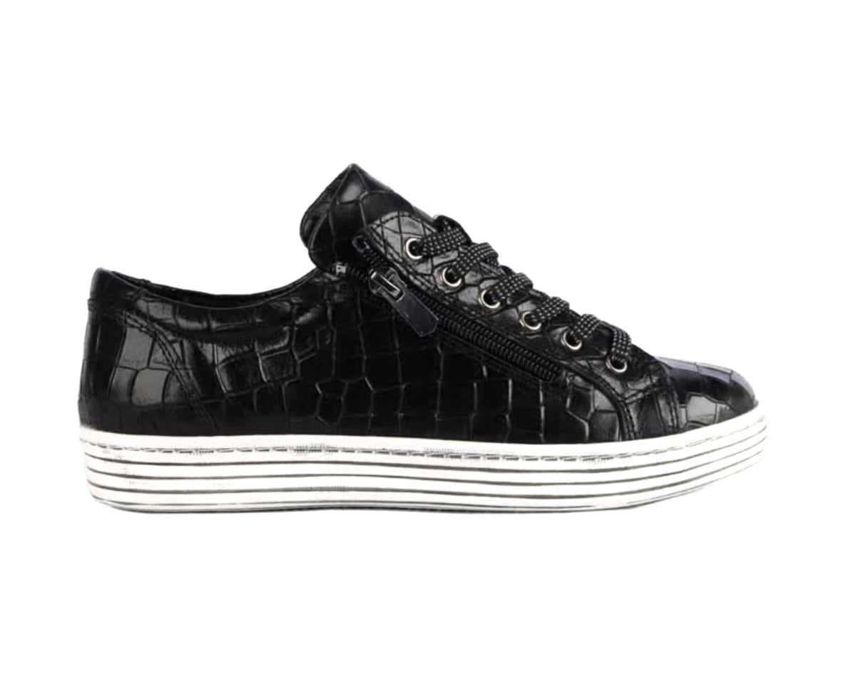 Cabello Comfort Unity Black Croco 6 Eyelet Zip Shoe Made In Turkey ...