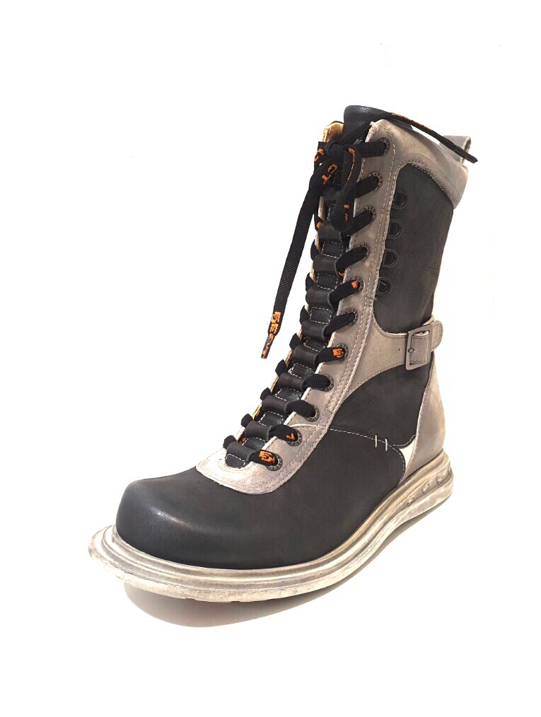 Eject EJW19-13 Grey Black 11 Eyelet Zip Mid Calf Boot Made In Portugal ...