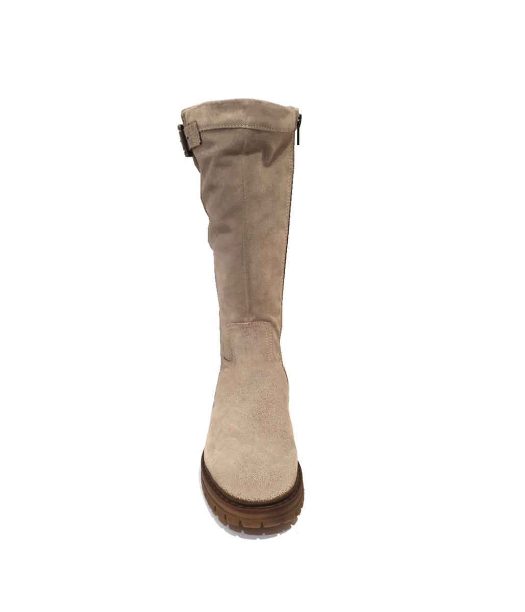 Manas 162M2112EX Event Fumo Light Grey Suede Leather Zip Mid Calf Boot ...