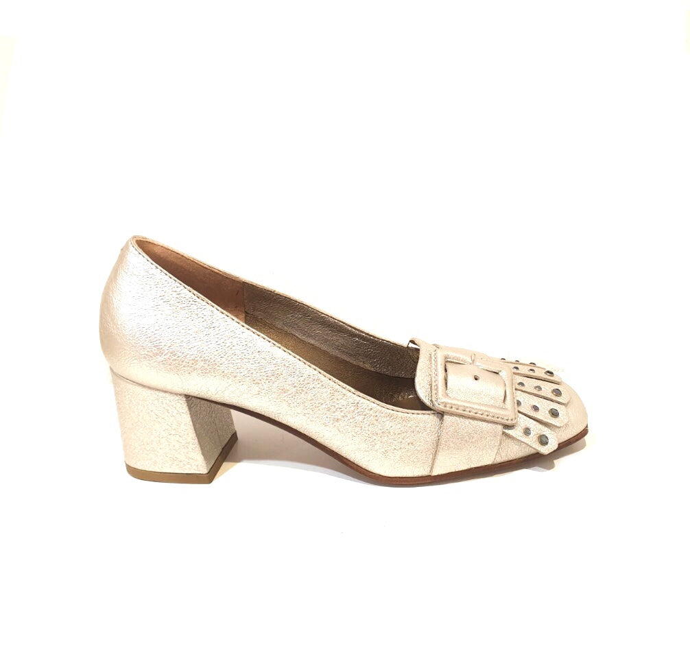 Progetto S161 Rock Antico Metallic Silver Buckle Tassel Court Shoe Mad ...