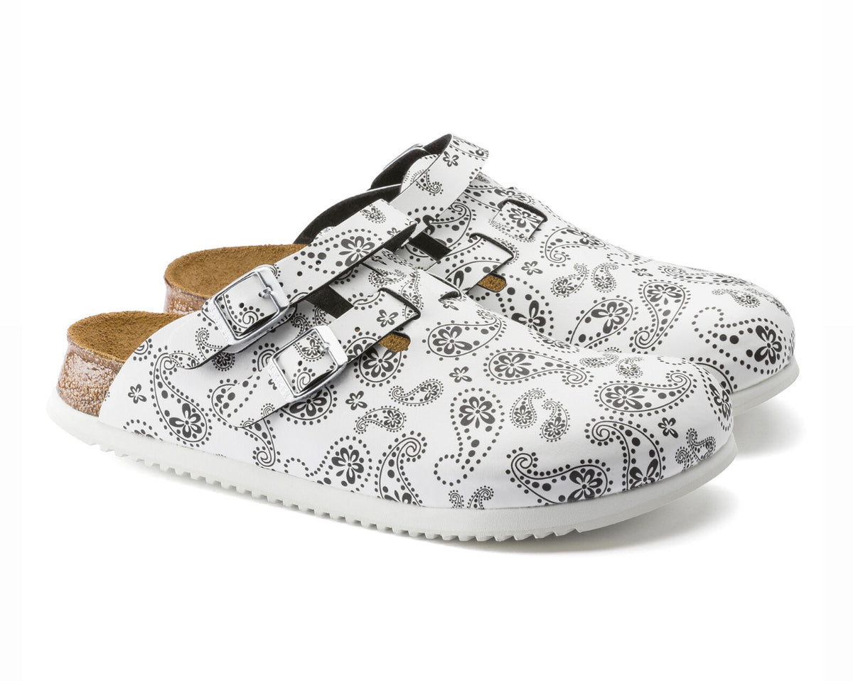 Birkenstock Kay Prof Paisley Black White Birko-Flor Super Grip Made In ...